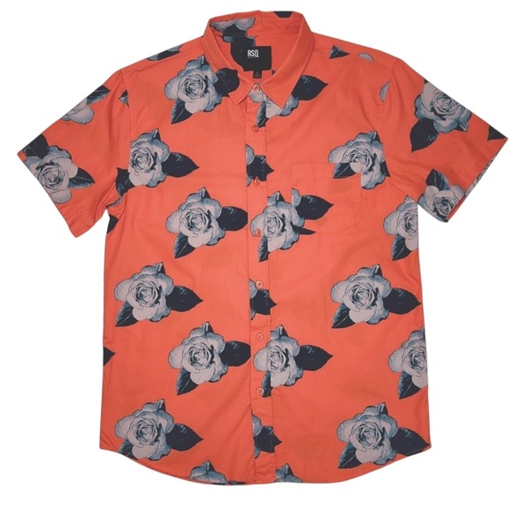 RSQ | Shirts | Rsq Mens Floral Orange Shirt | Poshmark